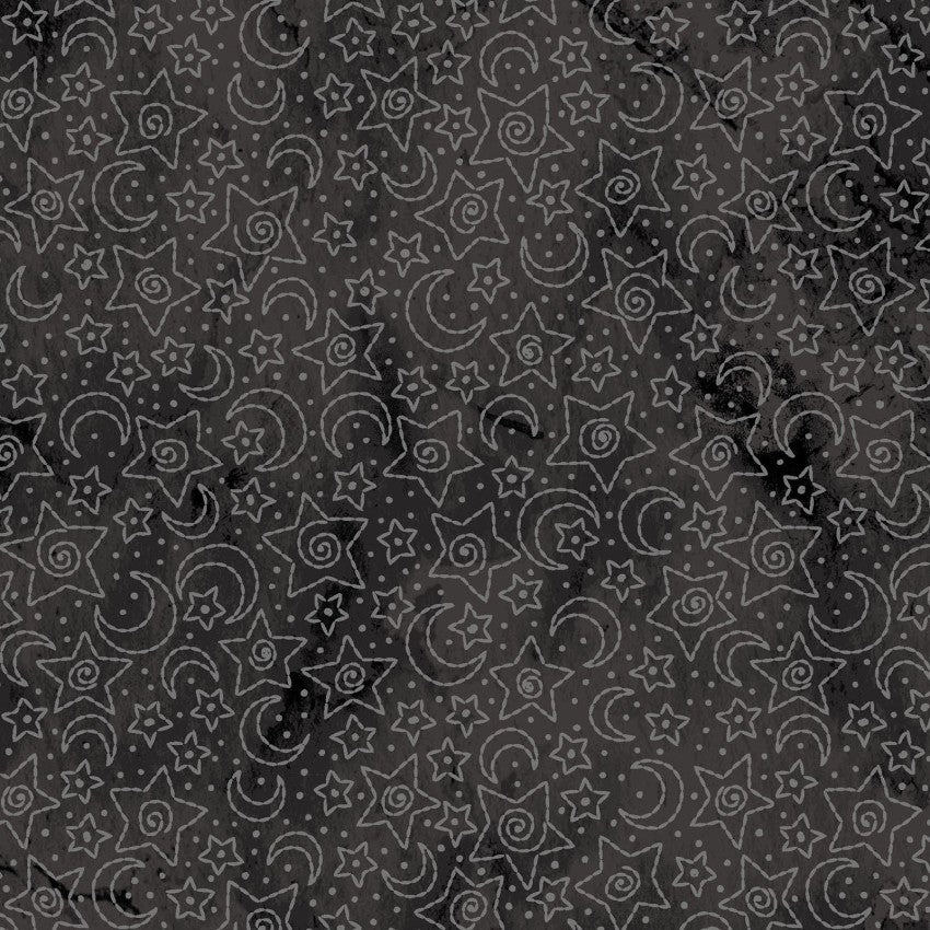Spooky Stitches Spooky Stars & Moons Black – Get Stitched Fabrics